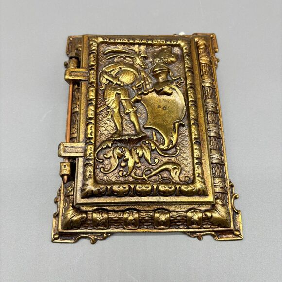 unknown | Accents | Antique Brass Calling Card Box Victorian Desk ...